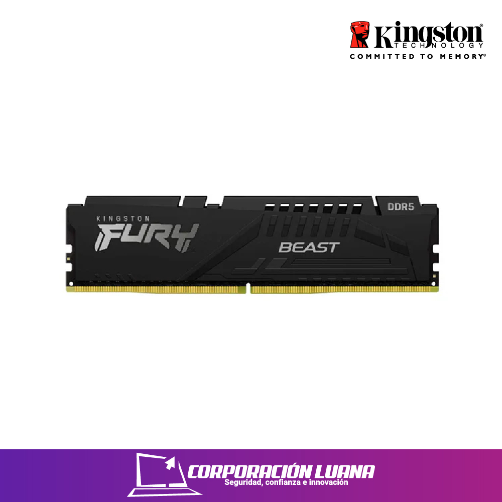 MEMORIA RAM KINGSTON FURY BEAST 16GB 4800 MTZ ( KF548C38BB-16 ) DDR5 | NEGRO | CL38