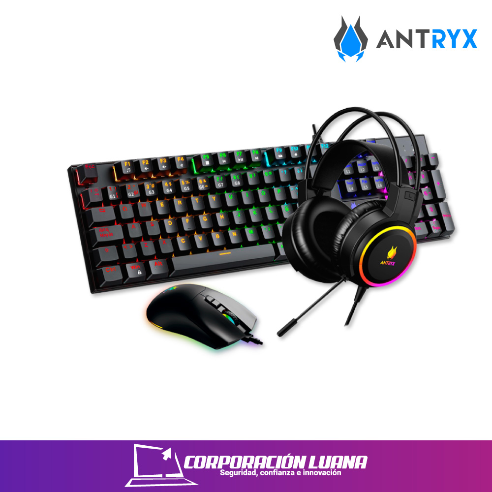 COMBO ANTRYX GAMING GC-3100 X3 SWITCH ROJO ( AGC-3100X3KRE-SP ) TECLADO+MOUSE+AUDIFONOS | NEGRO ...